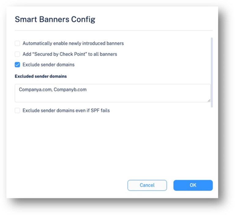 Smart Banners - Exclude Specific Sender Domains - Check Point Blog