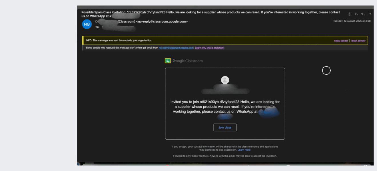 Phishing Campaign Exploits Google Classroom at Scale